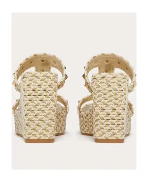 Valentino Garavani Rockstud Laminated Nappa Wedge Sandal 90 Mm