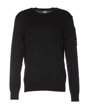 C.P. COMPANY Logo-appliqué Knitted Jumper - Black
