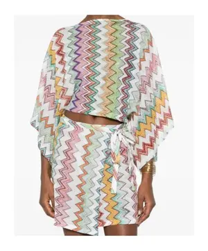 Missoni Short Sleeve Zigzag Pattern Blouse - Multicolor
