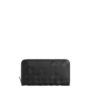Bottega Veneta Intrecciato Zip Around Wallet - Black