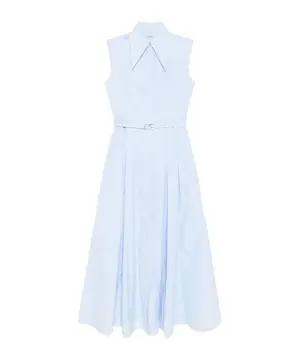 Gabriela Hearst Sleeveless Belted Dress With Pleated Skirt