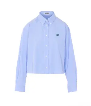 Miu Miu Striped Logo Embroidered Shirt - No