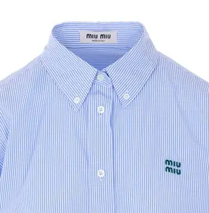 Miu Miu Striped Logo Embroidered Shirt - No