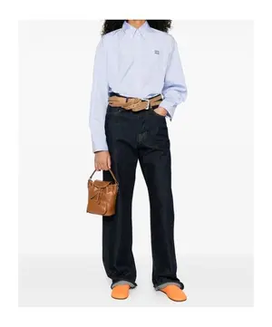 Miu Miu Striped Logo Embroidered Shirt - No