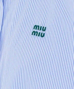 Miu Miu Striped Logo Embroidered Shirt - No