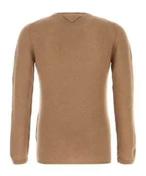Prada Long-sleeve Crewneck Knit Sweater - Camel Brown