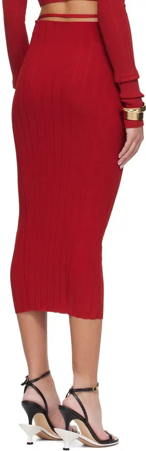 Jacquemus Ribbed Midi Skirt - Red