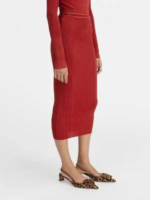 Jacquemus Ribbed Midi Skirt - Red