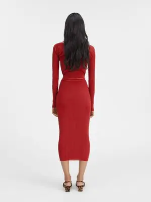 Jacquemus Ribbed Midi Skirt - Red
