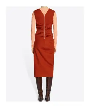 Dries Van Noten Sleeveless Plunge V-neck Draped Midi Dress
