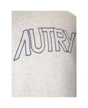 AUTRY Logo Embroidered Cotton Crewneck Sweatshirt - Gray