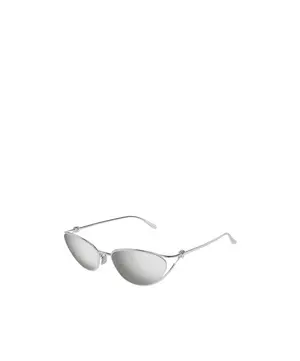 Bottega Veneta Cat Eye Frame Sunglasses With Logo Detail - Silver