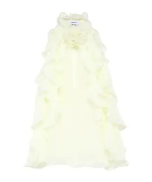 Alexander McQueen Sleeveless Ruffled High Neck Top - Cream
