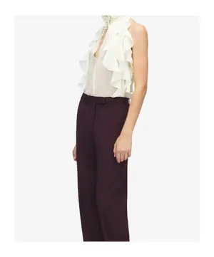 Alexander McQueen Sleeveless Ruffled High Neck Top - Cream