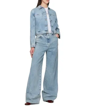 LANVIN Wide-leg Cuffed Denim Jeans