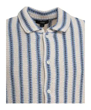 Vince Striped Short Sleeve Polo Shirt - Nude