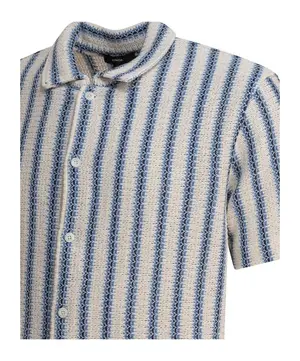 Vince Striped Short Sleeve Polo Shirt - Nude