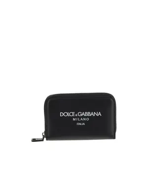 Dolce & Gabbana Dolce Gabbana Logo Printed Zipped Wallet - Black