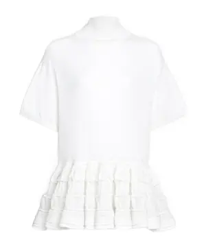 White Ruffle Blouse Short Sleeve Blouses