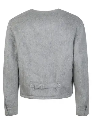 Kenzo Collarless Jacket In Hairy Wool Alpaca And Mohair