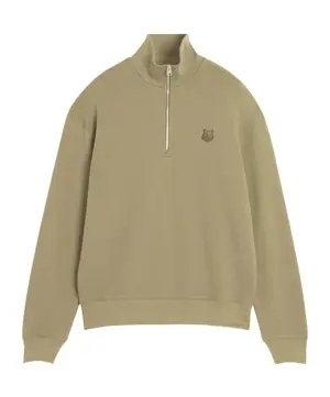Maison Kitsuné Half Zip Sweatshirt With Embroidered Fox Head