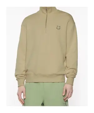 Maison Kitsuné Half Zip Sweatshirt With Embroidered Fox Head
