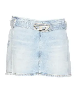 DIESEL® D-buckle Belted Denim Mini Skirt