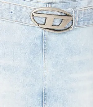 DIESEL® D-buckle Belted Denim Mini Skirt