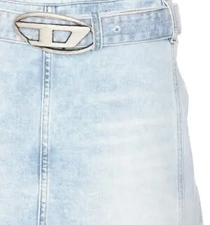 DIESEL® D-buckle Belted Denim Mini Skirt