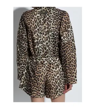 GANNI Leopard Print Jacket - Beige