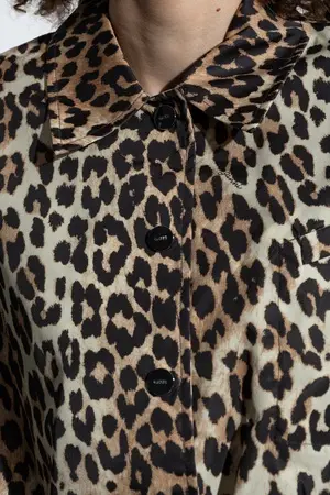 GANNI Leopard Print Jacket - Beige