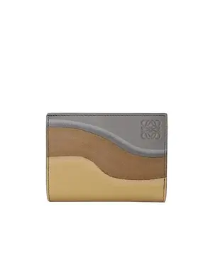 Loewe Compact Wallet In Nappa Calfskin - Shiny Grey/butter Color