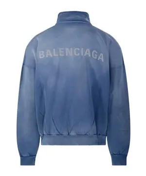 Balenciaga Distressed High Neck Zip-up Jacket