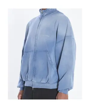 Balenciaga Distressed High Neck Zip-up Jacket