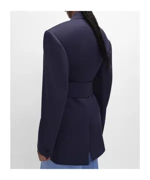 Celine Colonnne Jacket In Grain De Poudre Wool - Navy