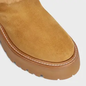 Celine Suede And Shearling Cropped Boot With Triomphe Tassels