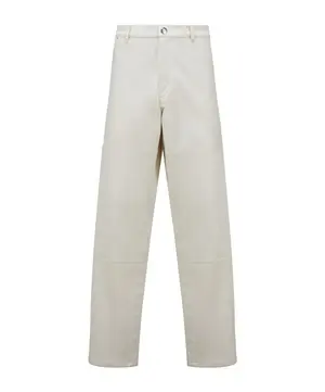 Moncler Straight Leg Trousers With Logo Patch