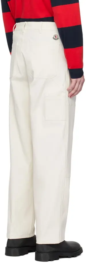 Moncler Straight Leg Trousers With Logo Patch