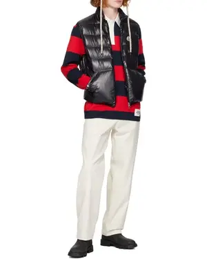 Moncler Straight Leg Trousers With Logo Patch