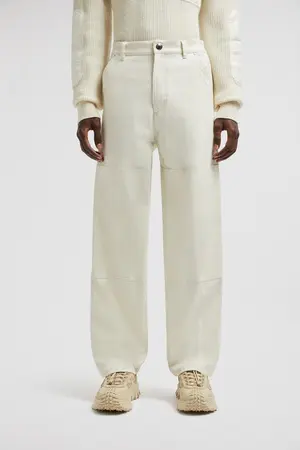 Moncler Straight Leg Trousers With Logo Patch