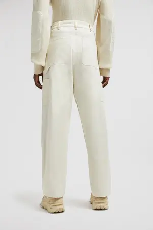Moncler Straight Leg Trousers With Logo Patch