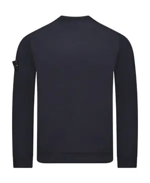Stone Island Logo Patch Crewneck Jumper - Blue