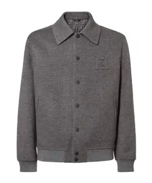 Fendi Single-breasted Jacket With Embossed Ff Detail - Grey