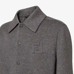 Fendi Single-breasted Jacket With Embossed Ff Detail - Grey