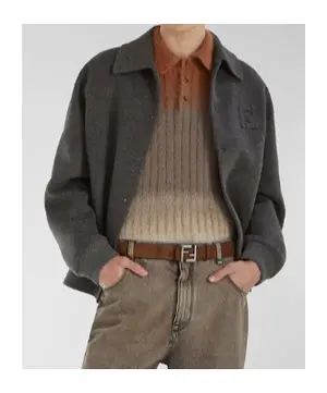 Fendi Single-breasted Jacket With Embossed Ff Detail - Grey