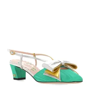 Valentino Garavani Round Toe Bow Detail Low Heel Slingbacks