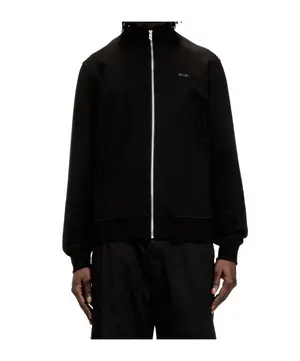 DIESEL® Zip-up Mock Neck Sweatshirt With Logo Detail - Black
