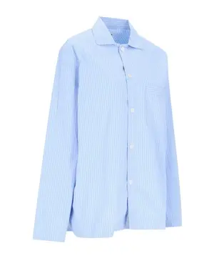 TEKLA Long Sleeved Pinstriped Poplin Pajama Shirt