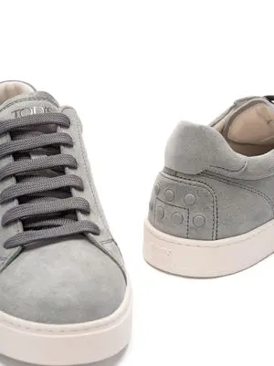 TOD'S Round Toe Logo Detail Lace-up Sneakers - Gray