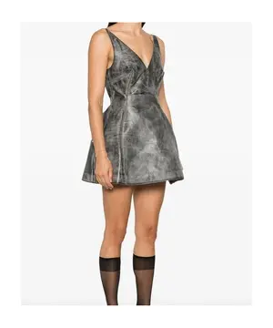 Marni Flared Mini Dress With V-necks - Black